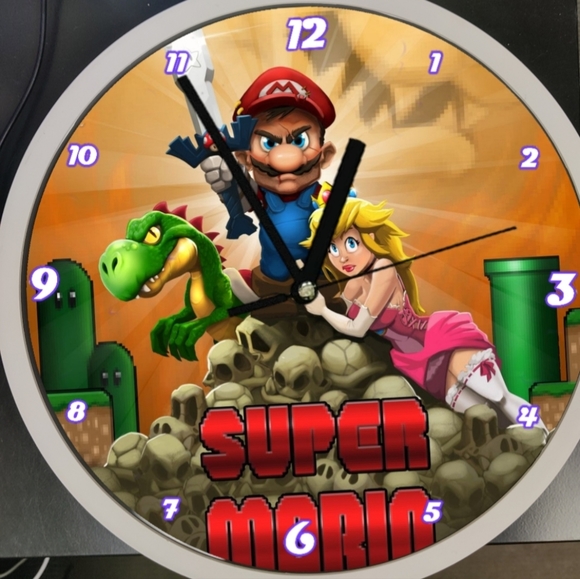 mario movie | Wall Decor | Mario Angry Led Wall Clock | Poshmark